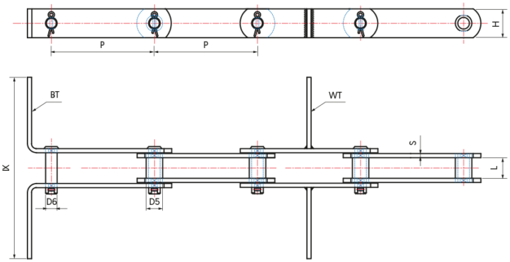Metric Trough Scraper Chains (FV Series) | Precision Chains